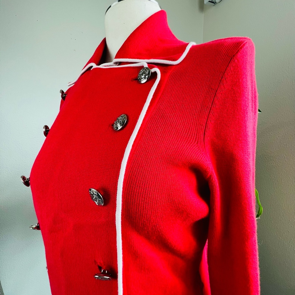 Rare Vintage Bloomingdale’s Red Military Style Knit J… - Gem